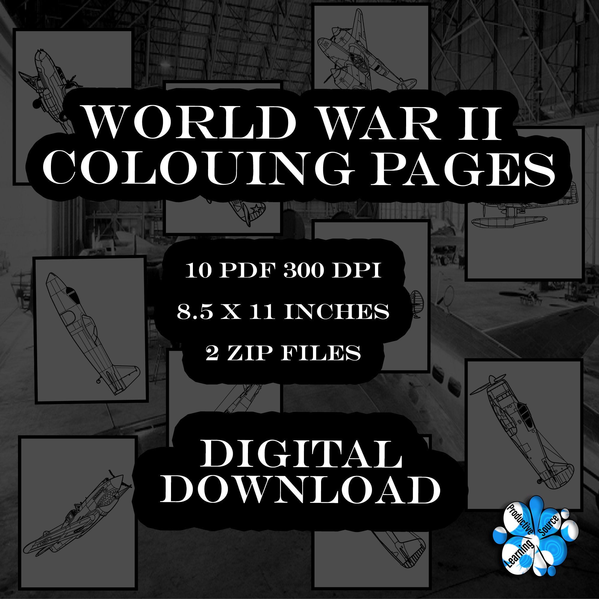 Plane Coloring Book Printable World War II Colouing Pages VOL 1: Top 10 ...