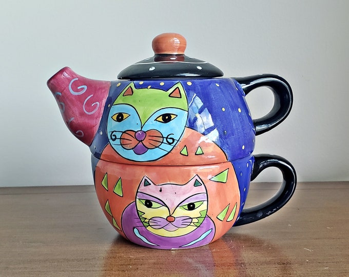 Milson and Louis Hand Painted Individual Teapot With Mug Stackable Set ...