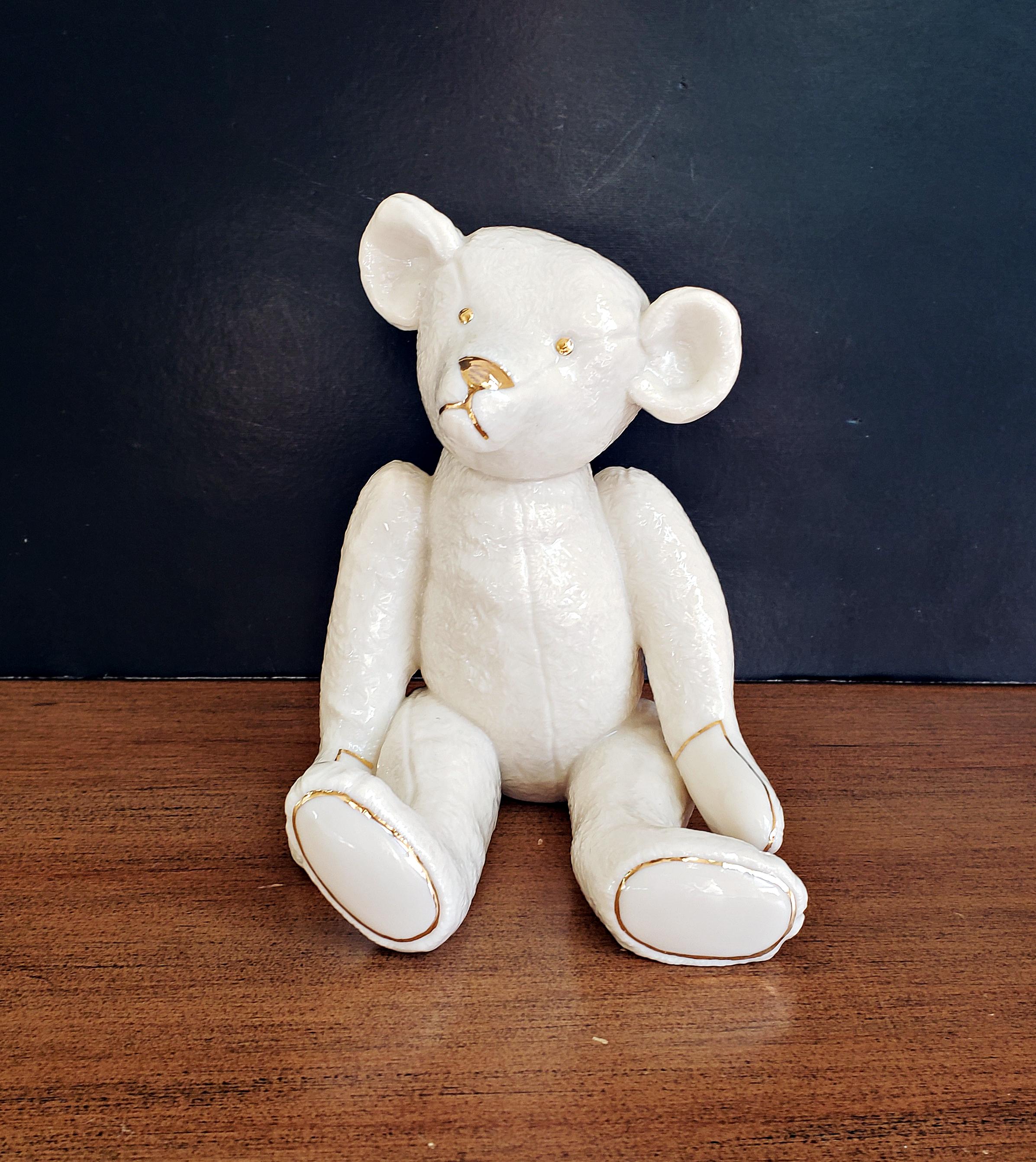 Lenox Smithsonian Teddy Bear Figurine W/ COA - Ivory Porcelain Gold ...