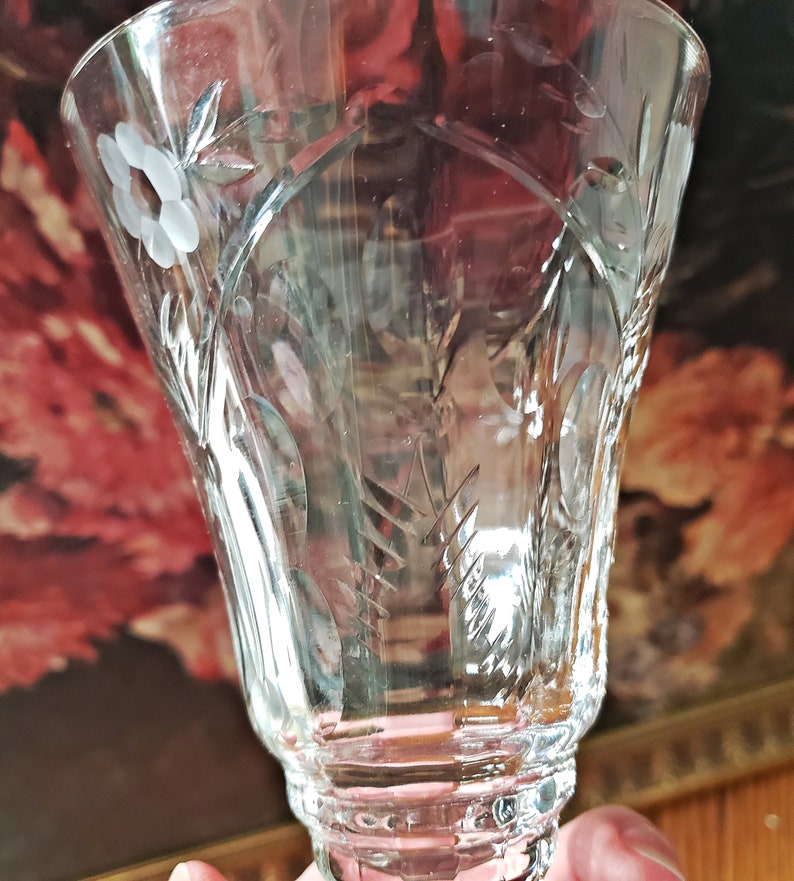 ROCK SHARPE Gray Cut on LIBBEY Crystal Blown Glass, Footed Tumblers ...