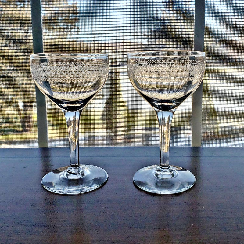 Etched Sherry Port Glasses - Etsy