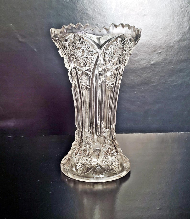 Antique Heisey EAPG Vase: Beaded Panel Sunburst Pattern, 1898-1912 - Etsy