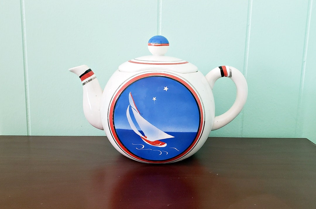 Vintage Art Deco Collectible Teapot With Sailboat, Made in Japan, Rare ...