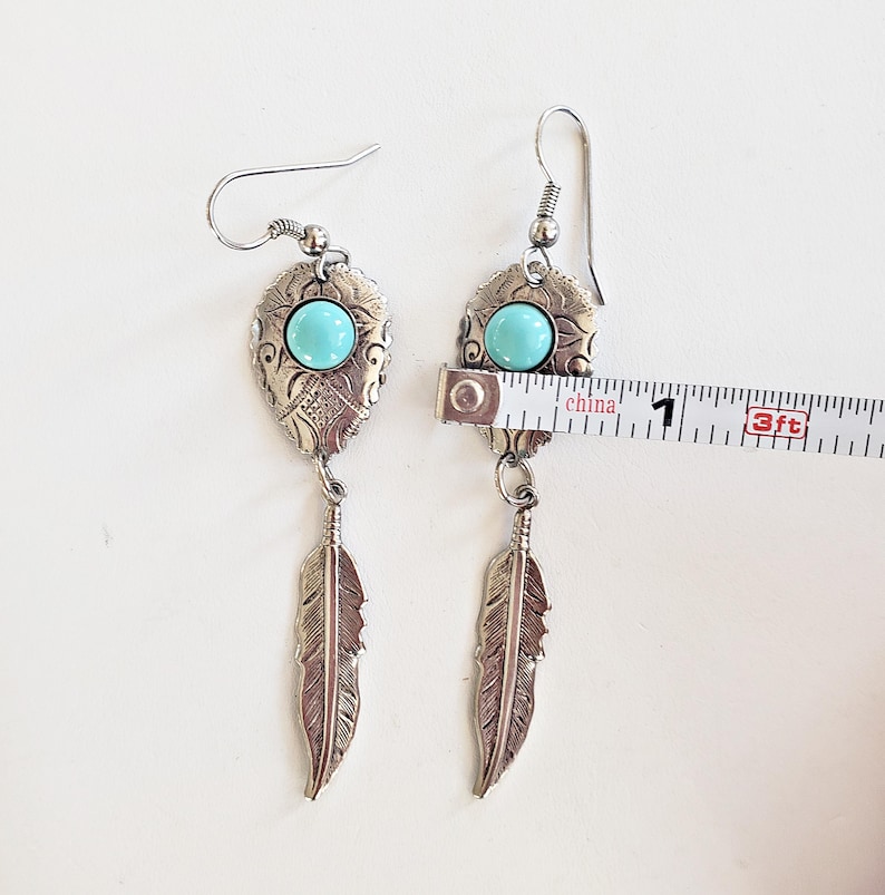 Vintage Southwestern Style Silver-tone Ornate Metal Earrings – Dangle ...