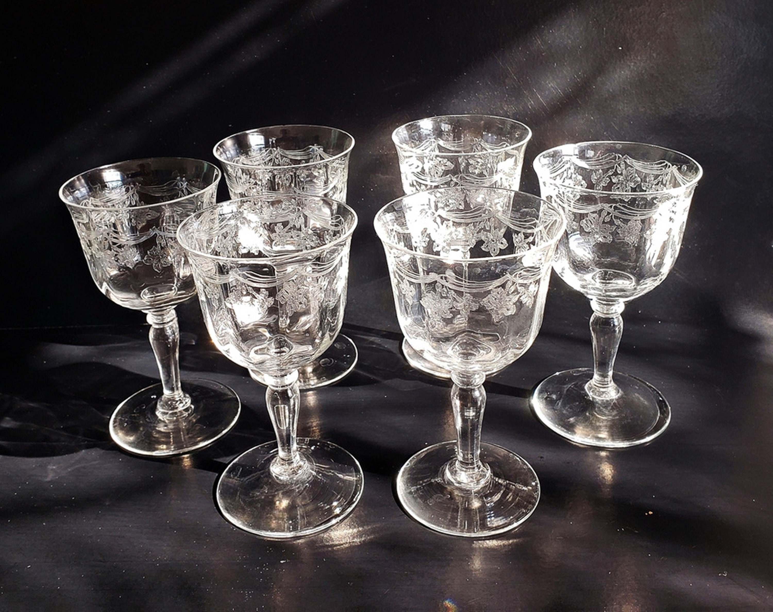 TIFFIN-FRANCISCAN Cordial Glasses Set of 6, TIF84 Pattern, Vintage ...