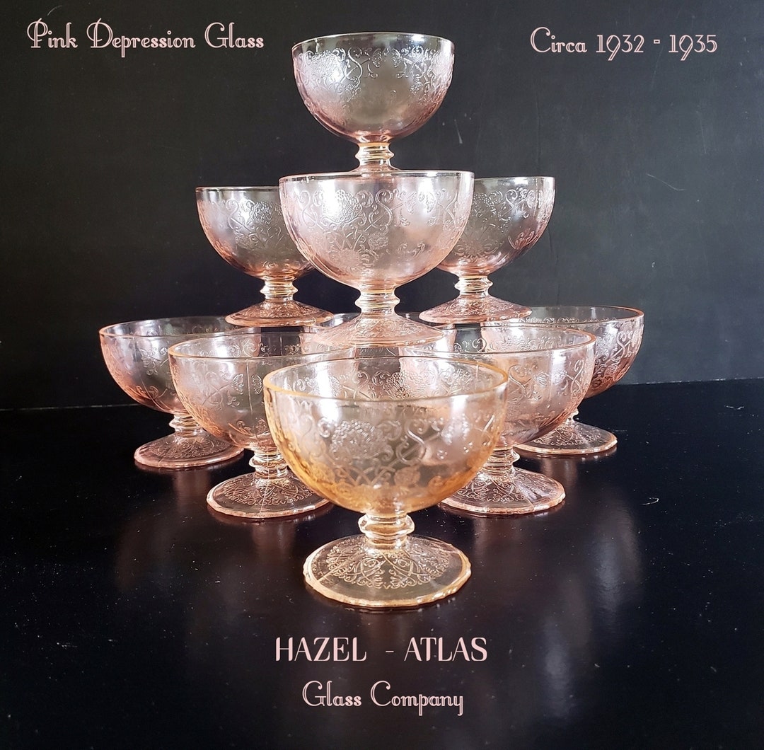 HAZEL-ATLAS PINK Depression Glass Set of 10 Champagne - Etsy