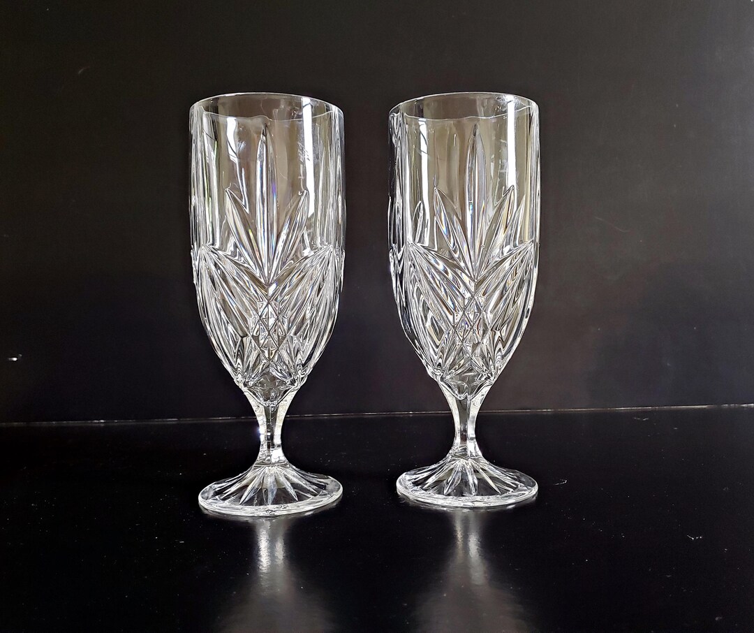 Pair of Godinger 24% Lead Crystal Goblets - Milano Pattern Cut ...
