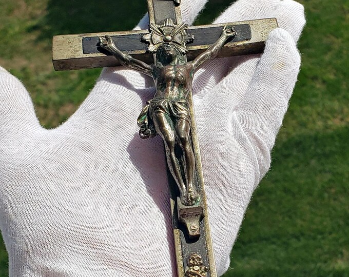 Vintage 8" German Crucifix With Skull and Crossbones, Metal Golgotha ...