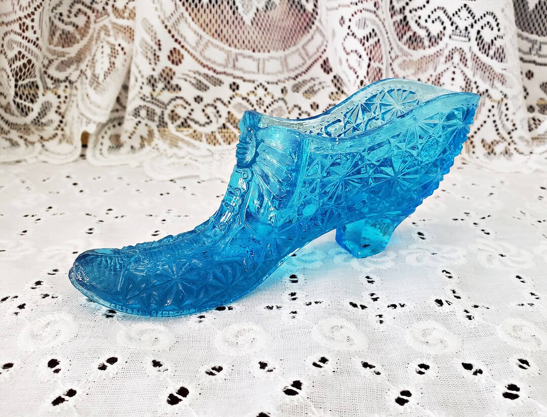 Vintage Collectible Glass Slipper by DEGENHART Glass Co., Blue Glass ...