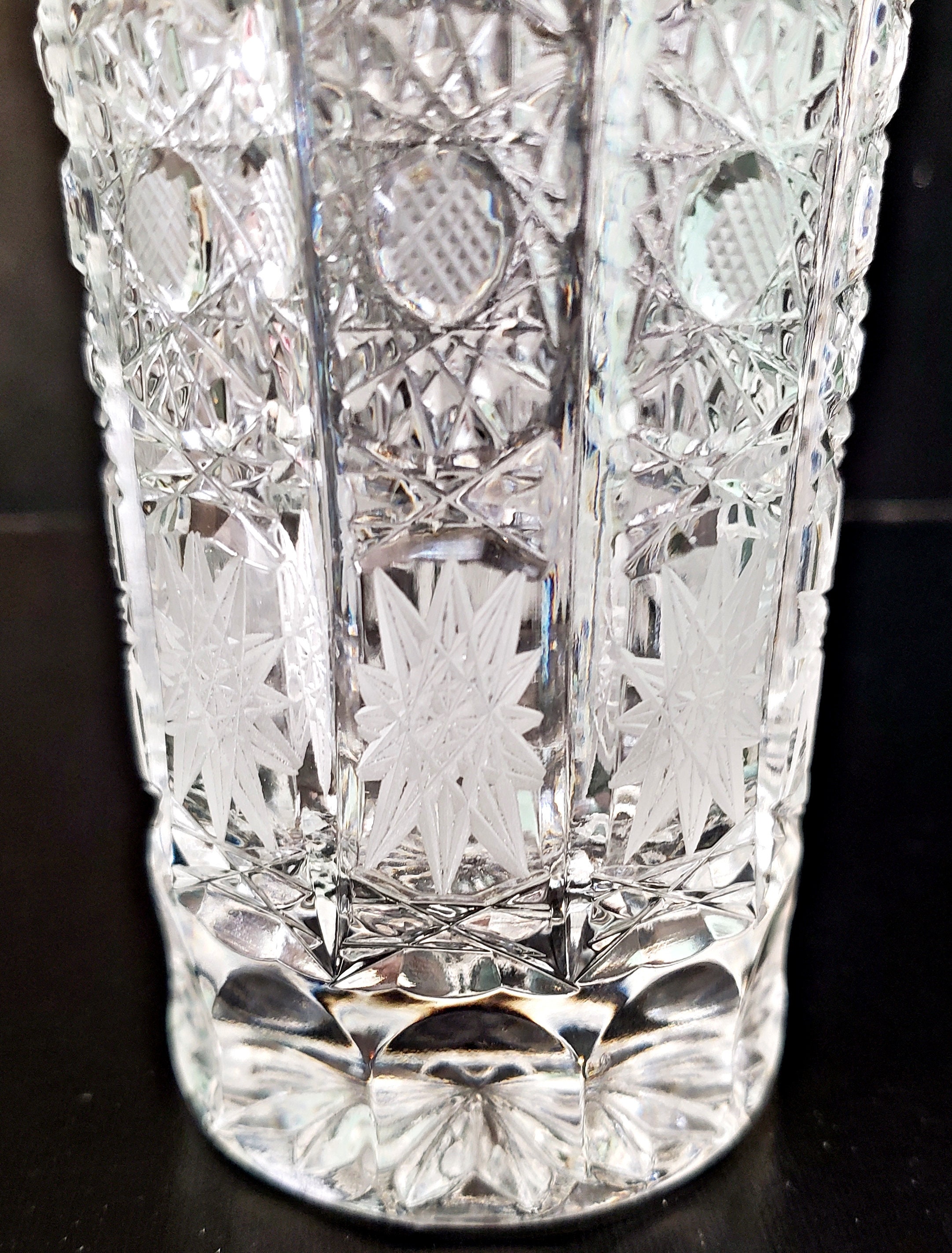 Czech BOHEMIAN Hand-cut Crystal Vase Queens Lace Pattern - Etsy
