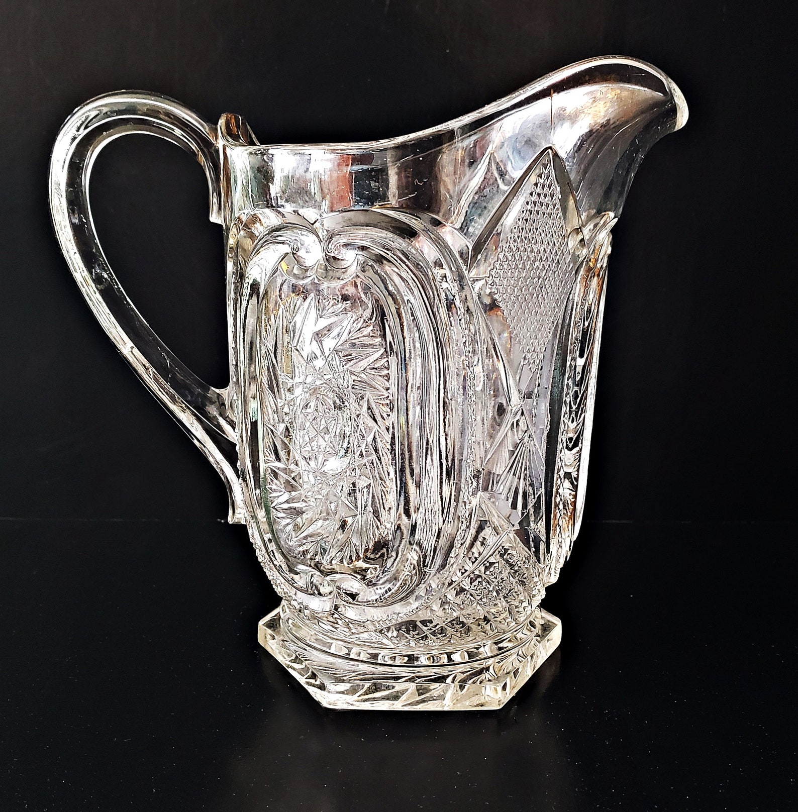 Eapg Pitcher American Antique Glass Us Glass Company Circa Etsy