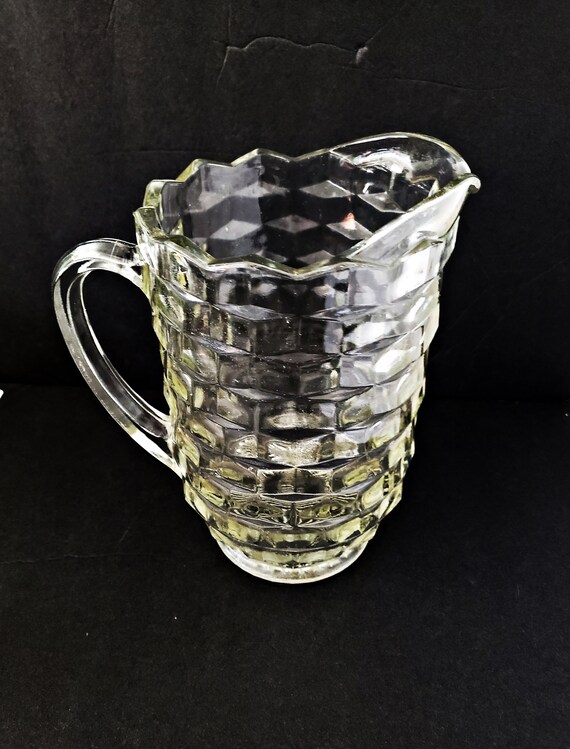 Large Vintage Clear Cubist or Whitehall Pattern Pitcher - Etsy