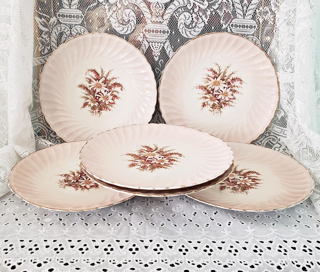 Antique Meissen Luncheon Plates: Carl Teichert Porcelain, Floral Design ...