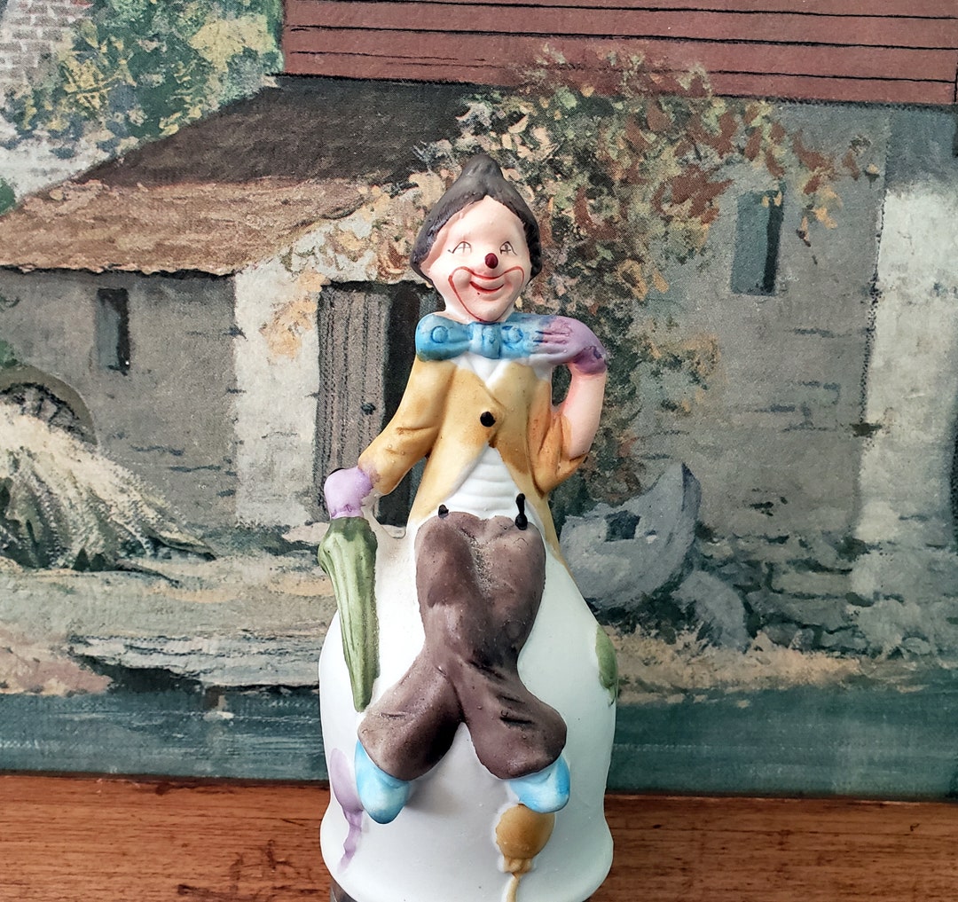 Vintage Ceramic Happy Clown Bell Figurine, Hand-painted Bell With Clown ...