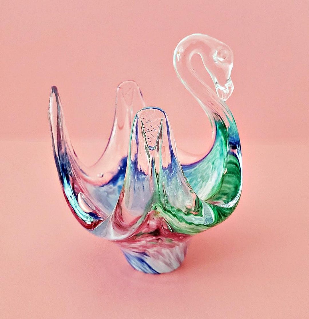 Vintage Murano Free-form Blown Glass Swan Dish - Lavorazione ARTE ...