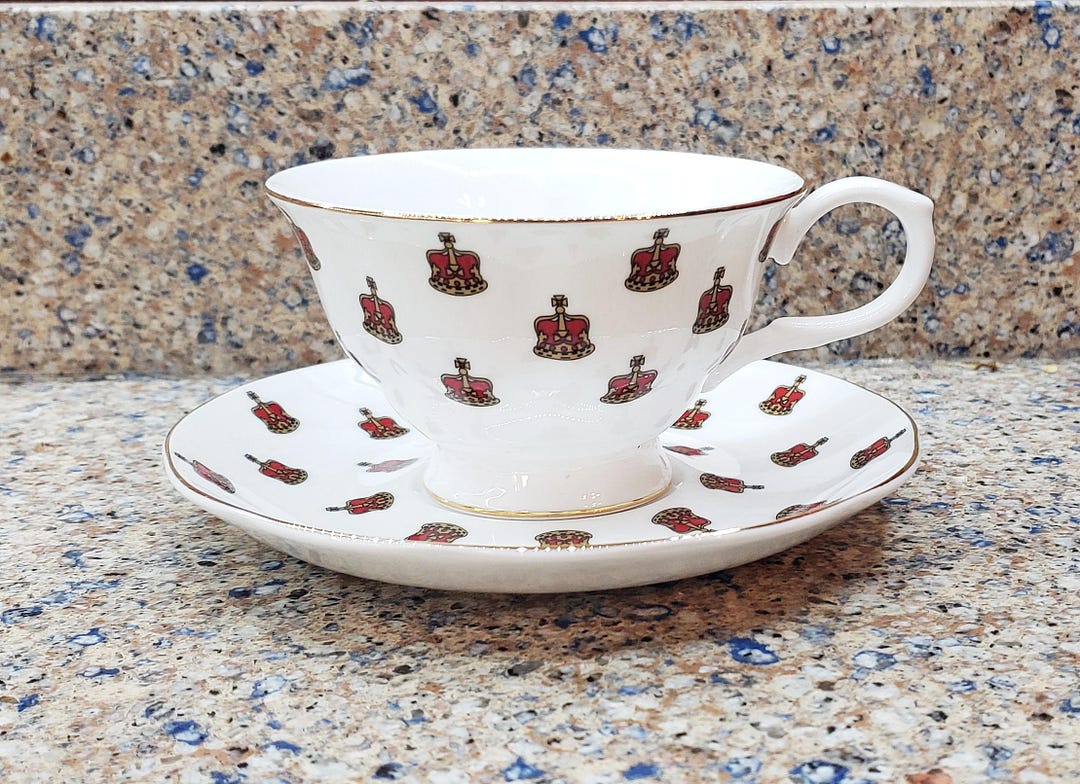 Edwardian Collection English Porcelain Teacup & Saucer – Regal Red ...