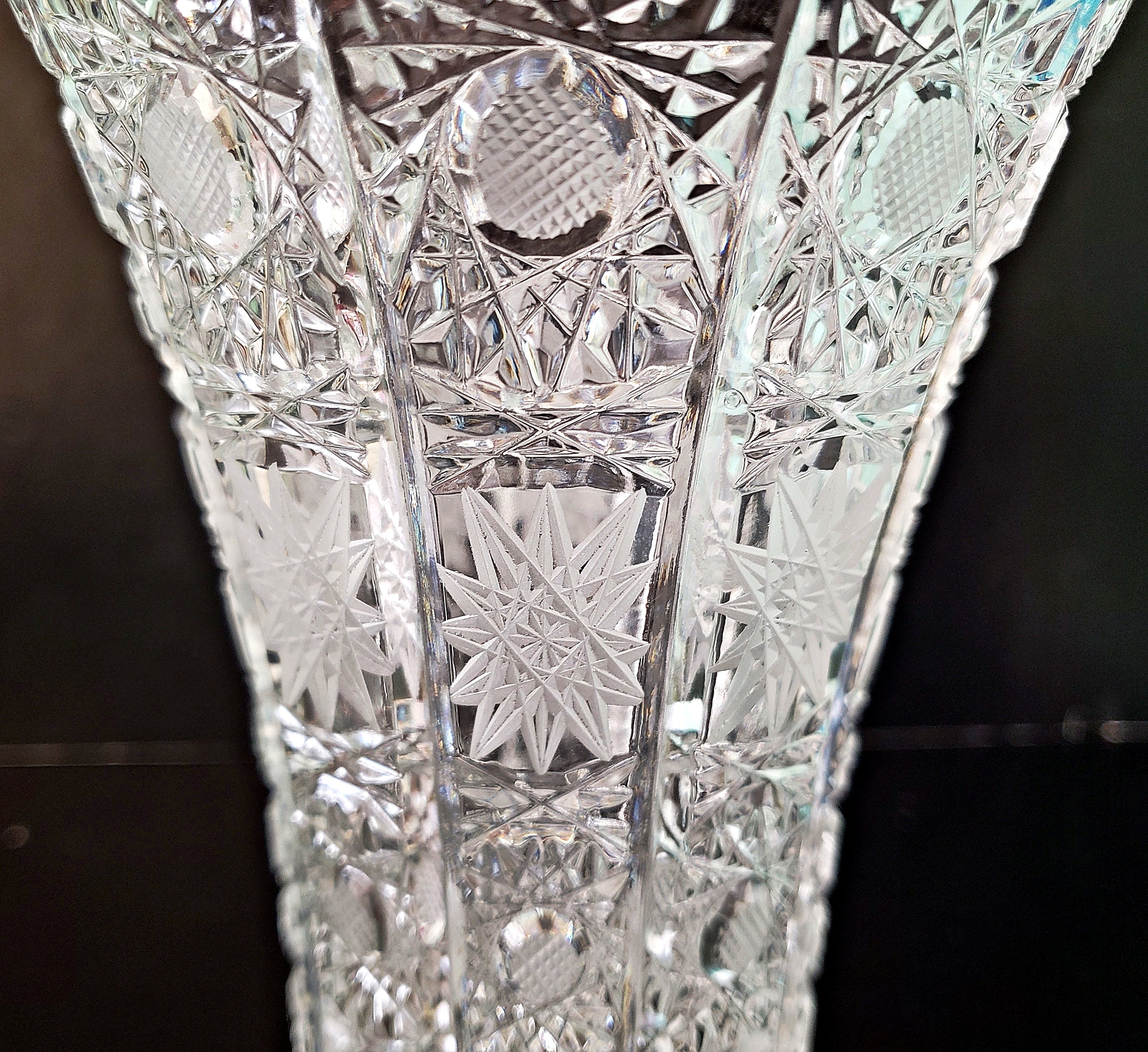 Czech BOHEMIAN Hand-cut Crystal Vase Queens Lace Pattern - Etsy