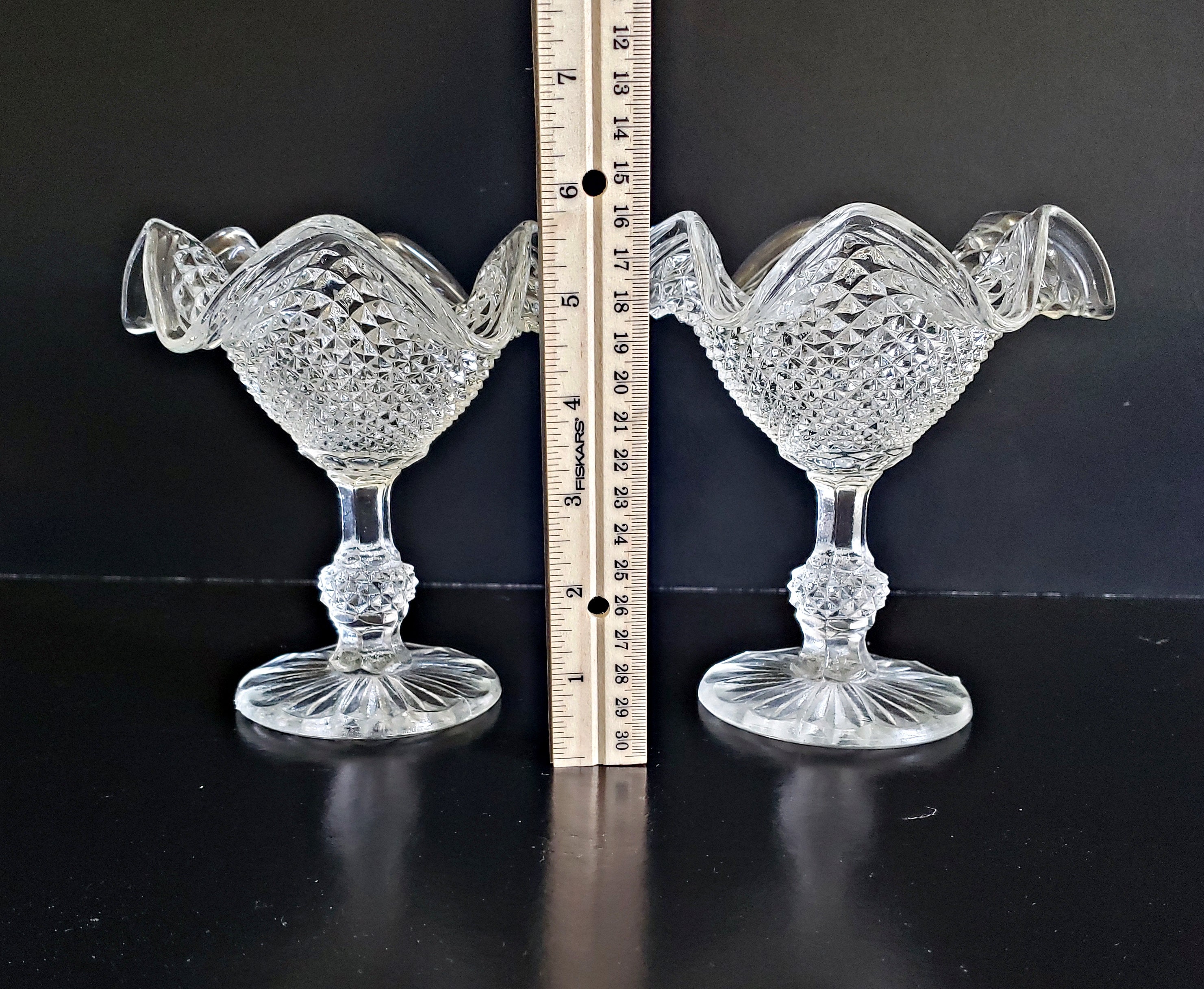 Ivima Glass Two Diamond Quilted Dessert Compotes Made In Etsy