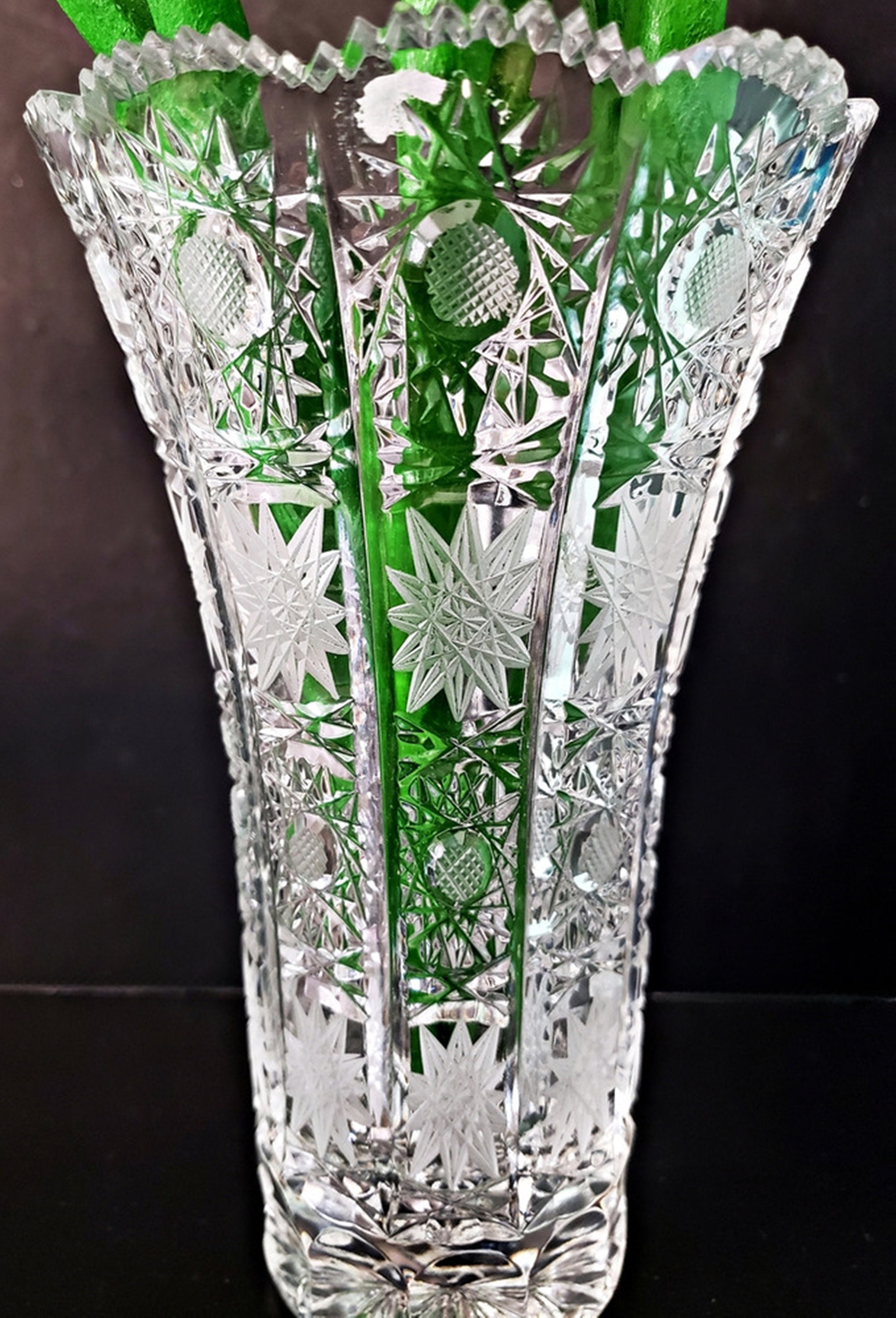 Czech BOHEMIAN Hand-cut Crystal Vase Queens Lace Pattern - Etsy