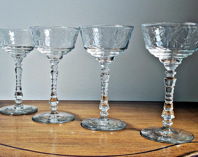 Vintage Libbey Champagne Goblets - Arctic Rose Pattern by Rock Sharpe ...
