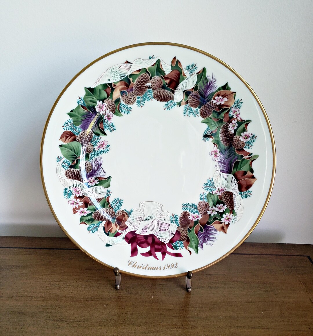 Collectible Plate, Lenox Colonial Christmas Wreath 1992 North Carolina ...