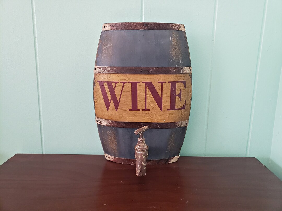 Wood Wine Barrel Plaque, Wood Wine Barrel Keg With Steel Hoop and Spout ...