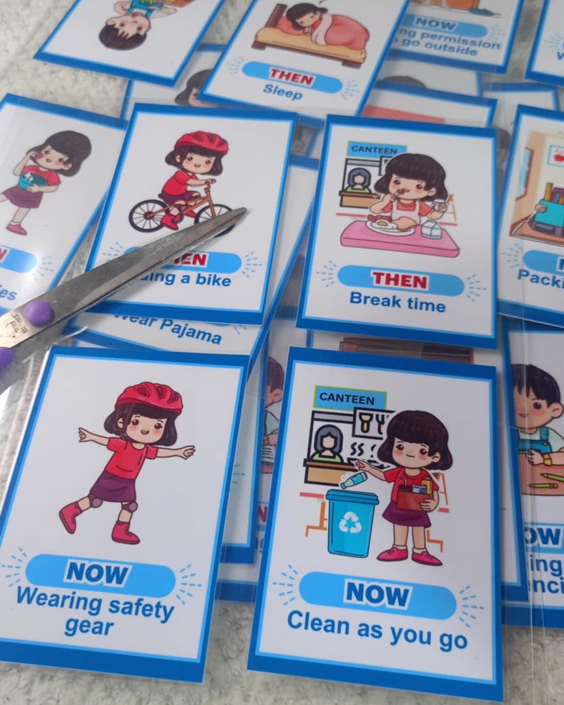 Now and Then Speech Therapy Flashcards for Speech Delay Autism Learning ...