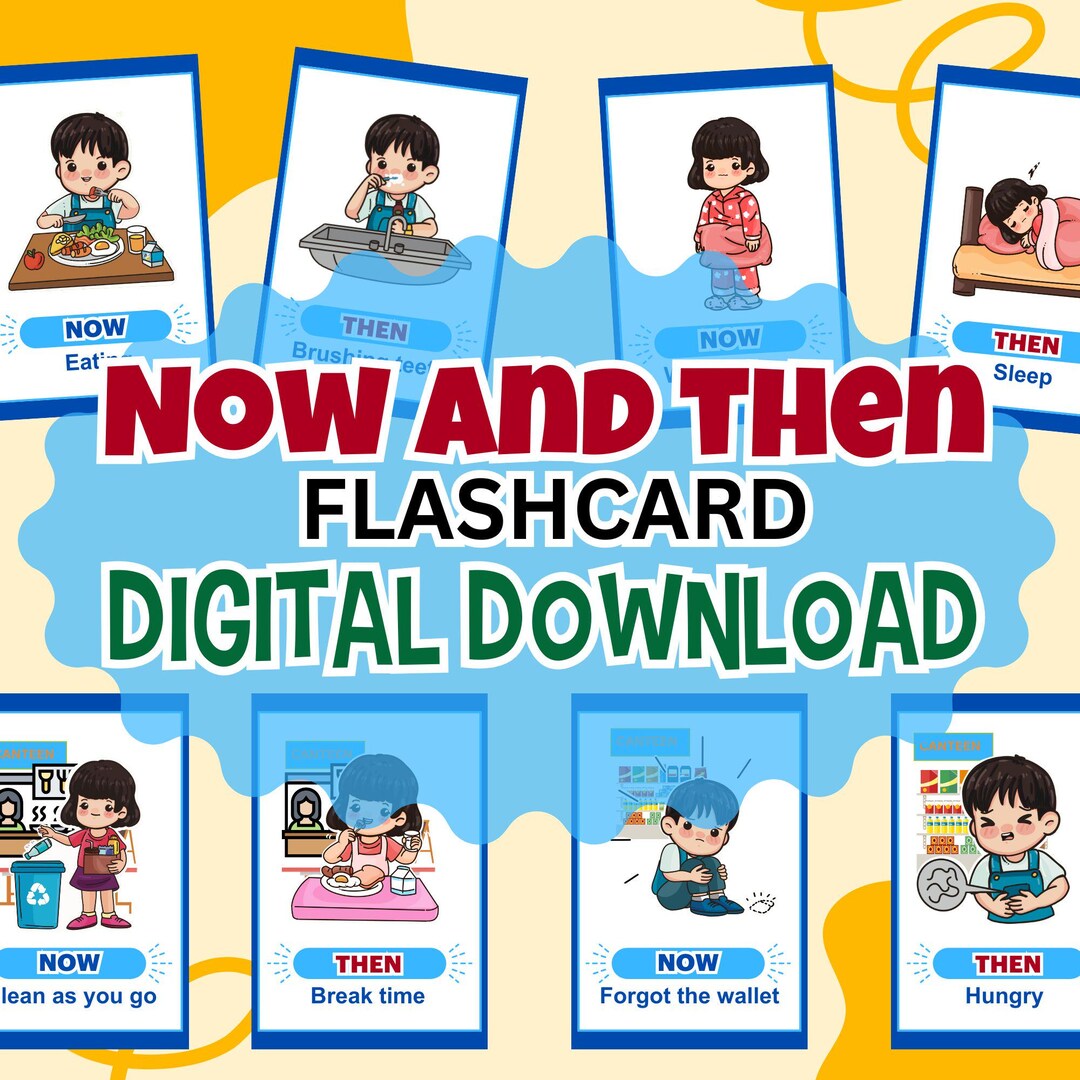 Now and Then Speech Therapy Flashcards for Speech Delay Autism Learning ...