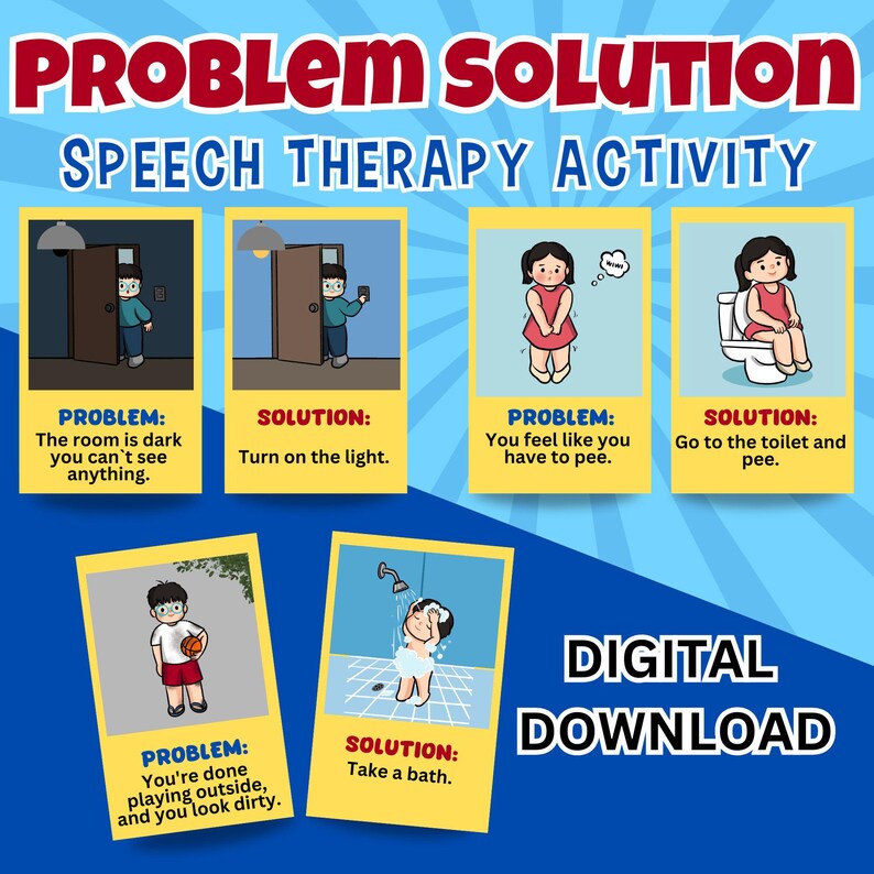 Problem Solution Flashcards DIGITAL DOWNLOAD Special Education, Kinder ...