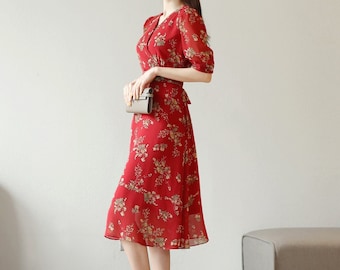 Korean Red Dress - Etsy