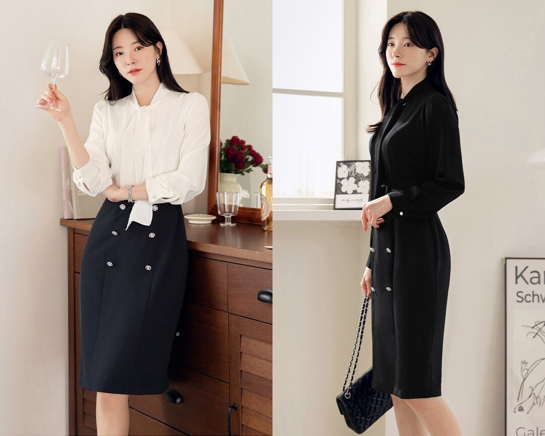 Elegant Wedding Guest Formal Dress Korean Style Long Sleeve - Etsy