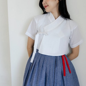 Handmade Modern Hanbok Linen Wrap Blouse for Women Korean - Etsy