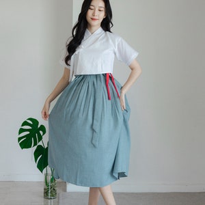 Handmade Modern Hanbok Linen Wrap Blouse for Women Korean - Etsy
