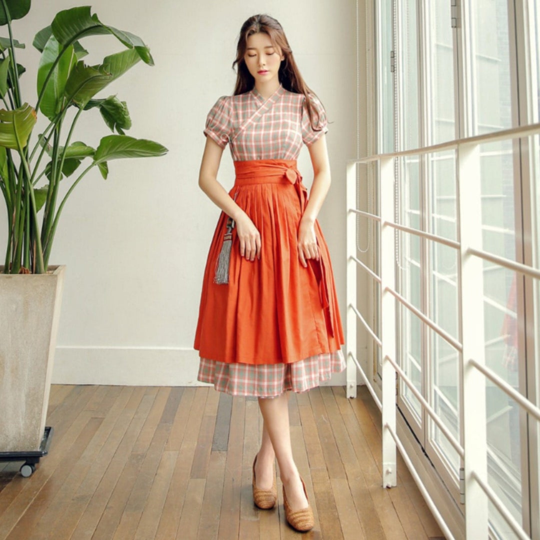 Korean Modern Hanbok Dress Set for Women Korea Traditional Style Midi ...