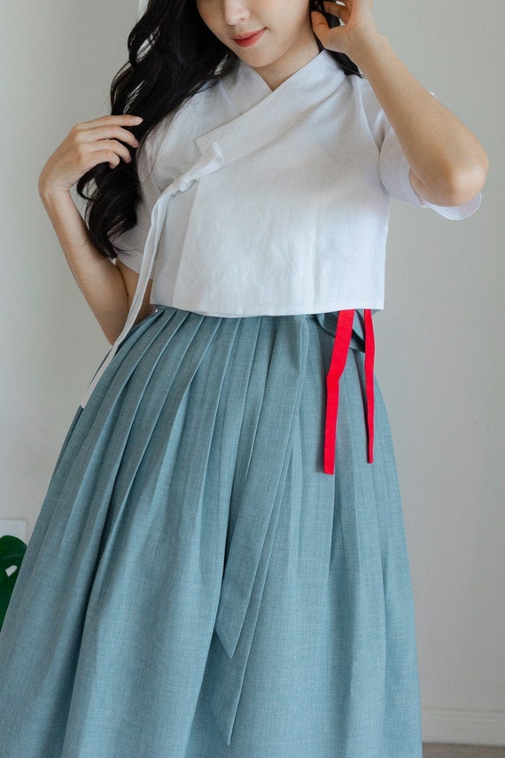 Handmade Modern Hanbok Linen Wrap Blouse for Women Korean | Etsy