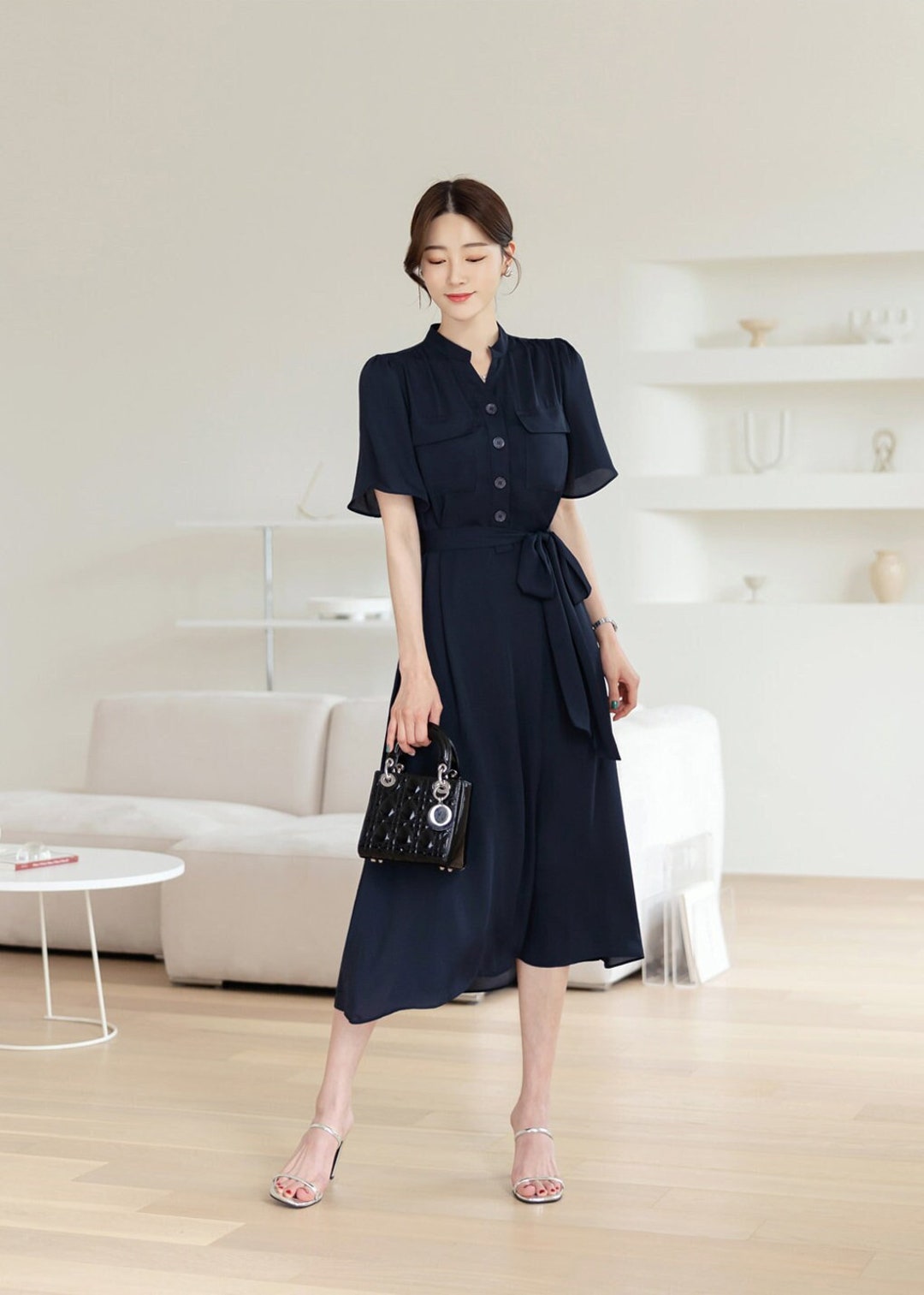 Elegant Formal Wedding Guest Dress Korean Style Summer Midi Dress ...