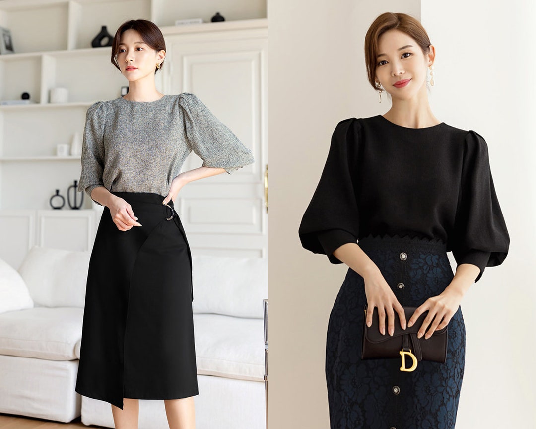 Elegant Puff Sleeve Formal Blouse Korean Style Women's Blouse CLT0105 ...