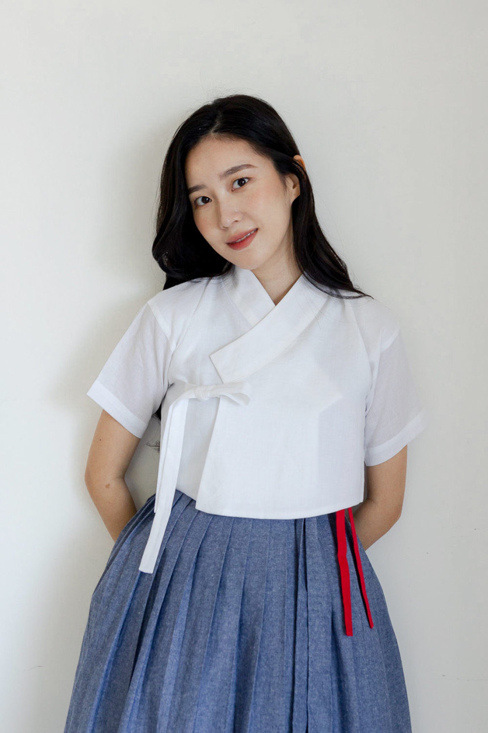 Handmade Modern Hanbok Linen Wrap Blouse for Women Korean - Etsy