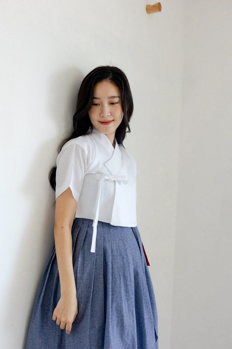 Handmade Modern Hanbok Linen Wrap Blouse for Women Korean - Etsy