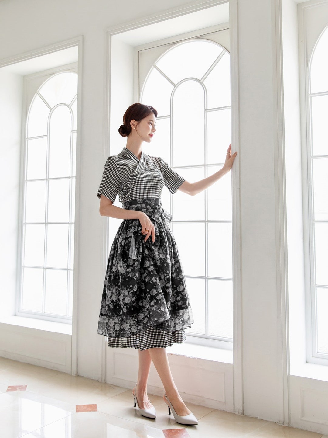 Korean Modern Hanbok Dress Set for Women Korea Traditional Style Midi ...