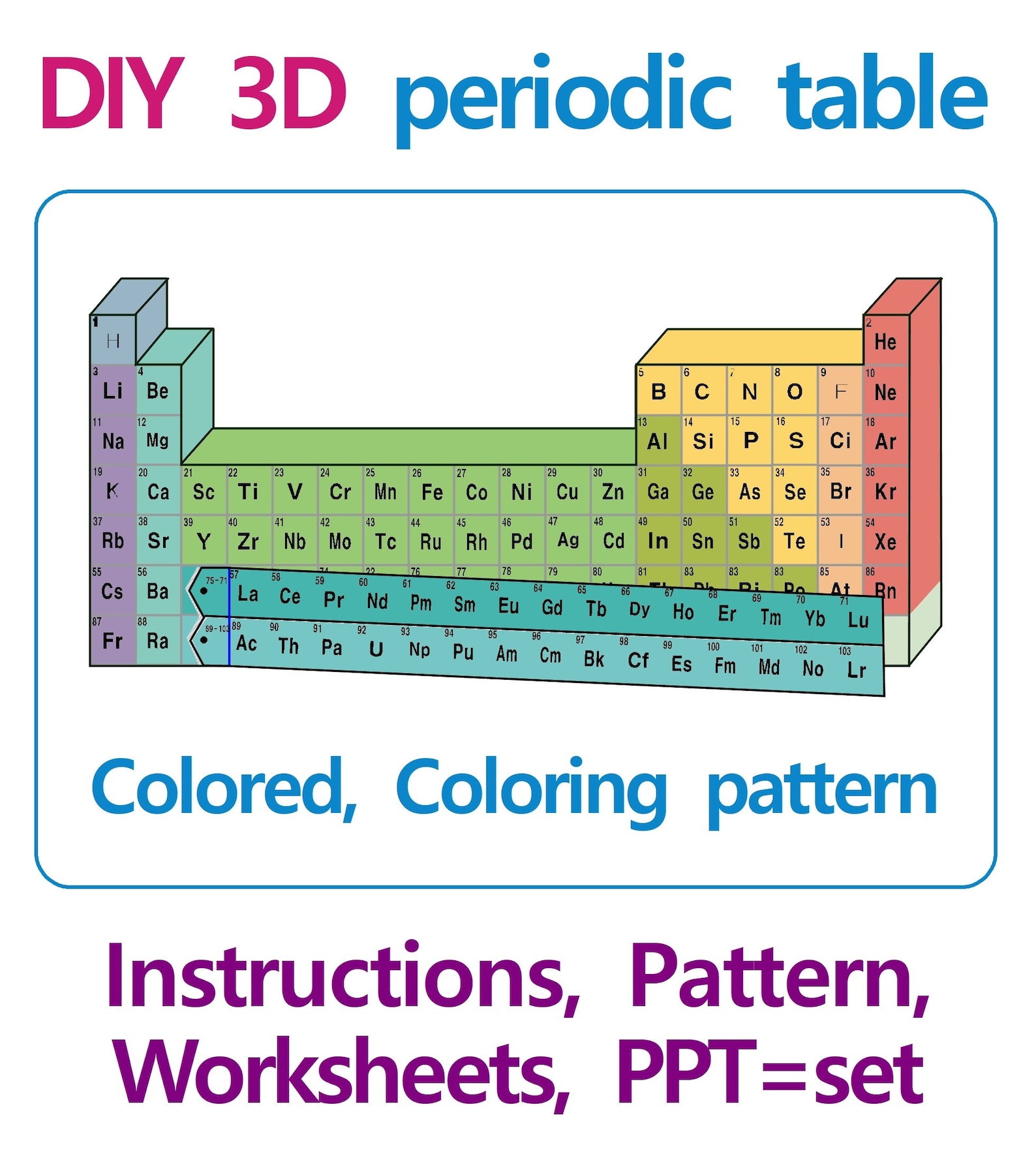 DIY 3D Paper Periodic Table of Elements Model,chemical Activity ...