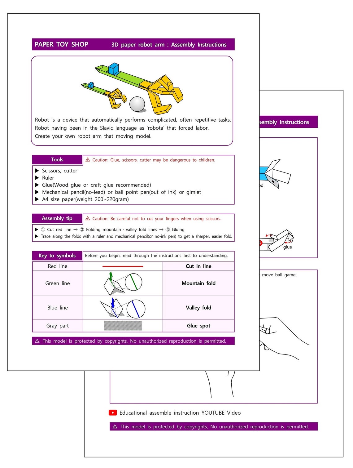 Paper Robot Arm, 3 Fingers Robot, DIY Robot Arm, 3D Robot Arm, 3D Paper ...