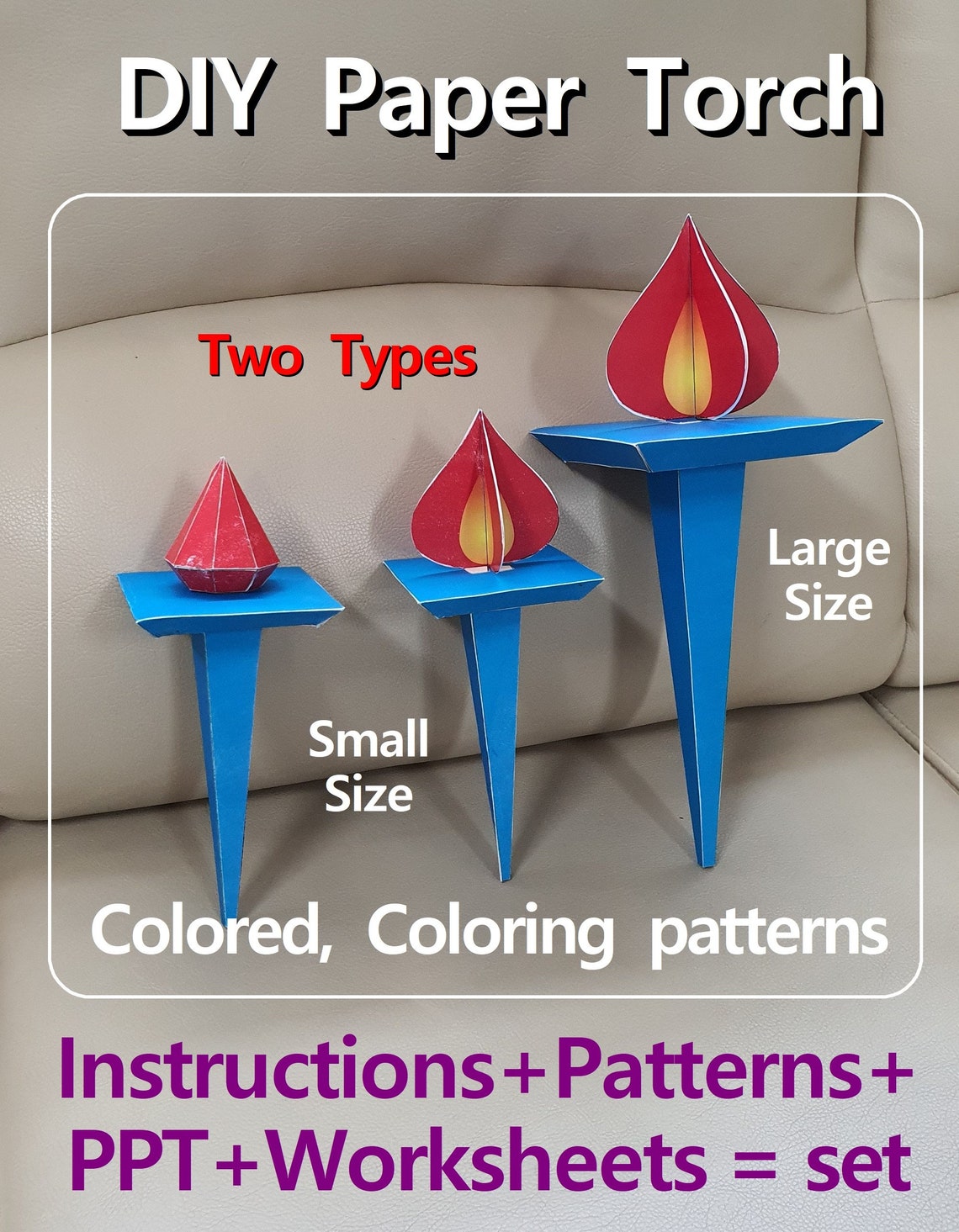 DIY Paper Torch, 3D Torch, Torchlight, Statue of Liberty, Flambeau, 2 ...