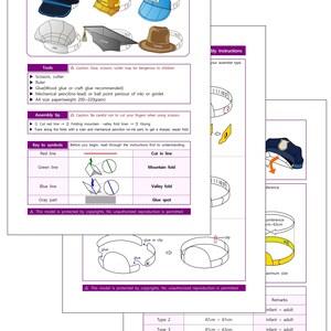 Paper Job Hat Series B, X6 Hats Set, Job Headband, Job Cap, Pilot Cap ...