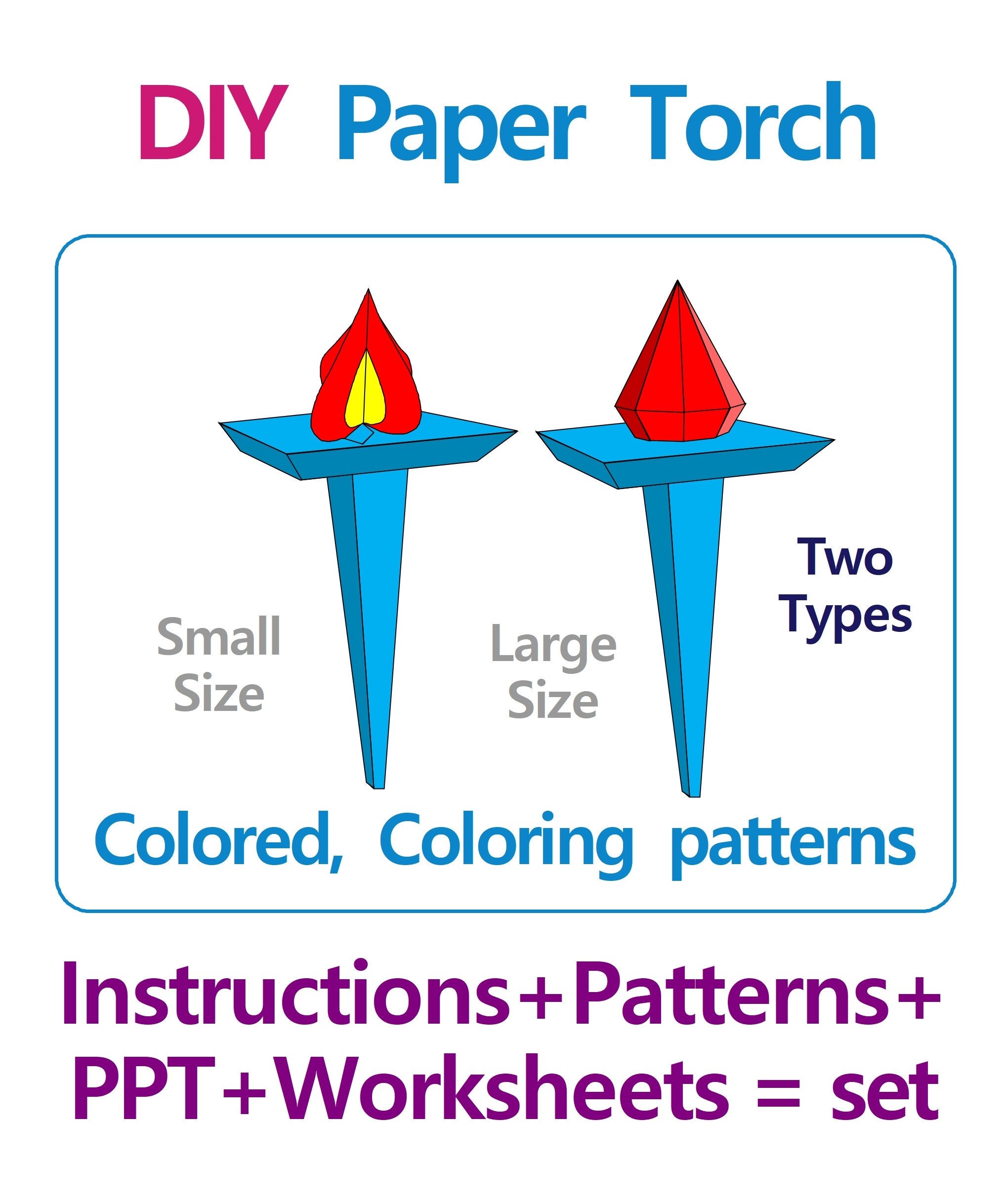 DIY Paper Torch, 3D Torch, Torchlight, Statue of Liberty, Flambeau, 2 ...