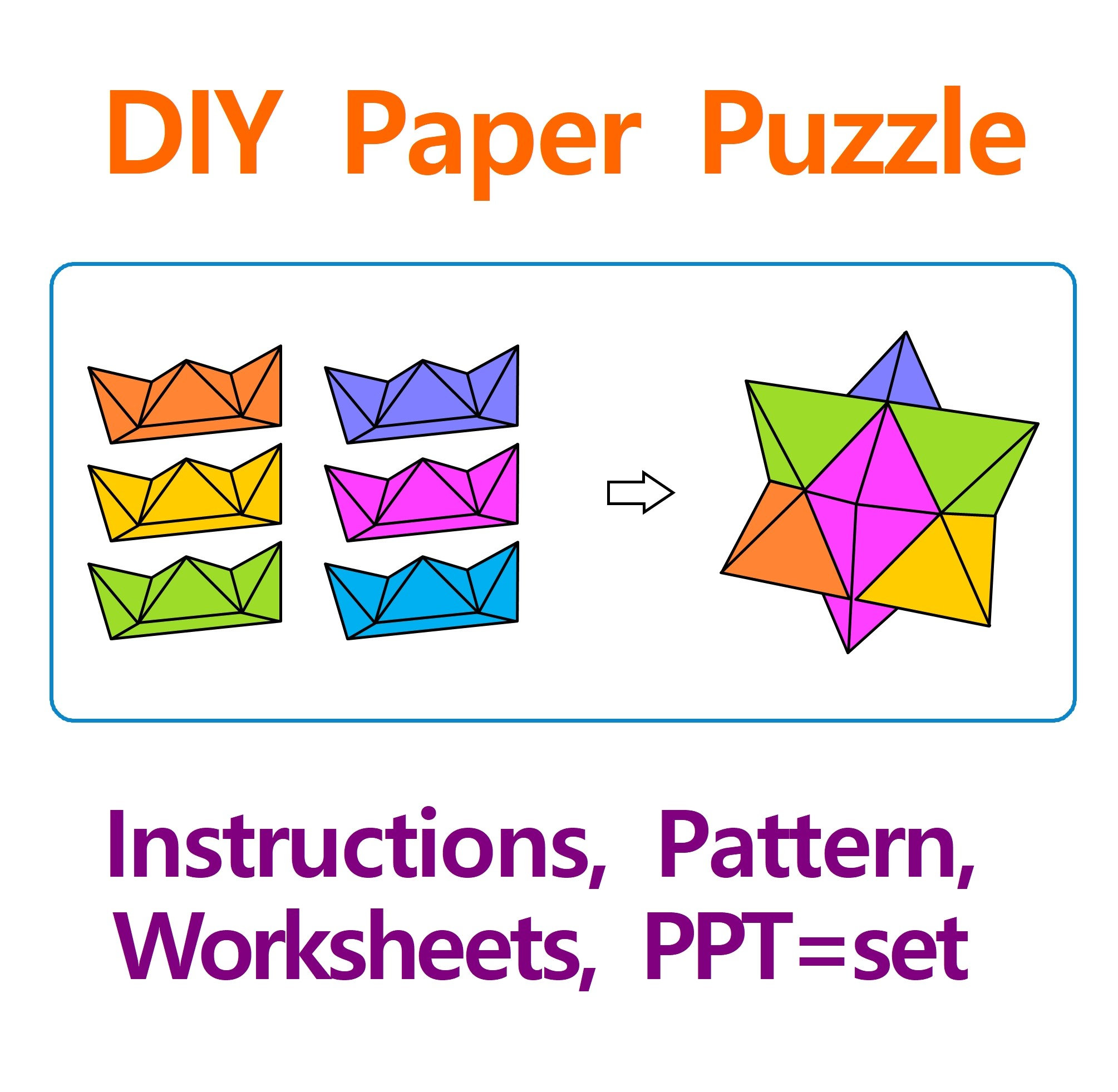 3D Paper Star Burr Puzzle, Paper Craft, Mathematics Activity, Mobile ...