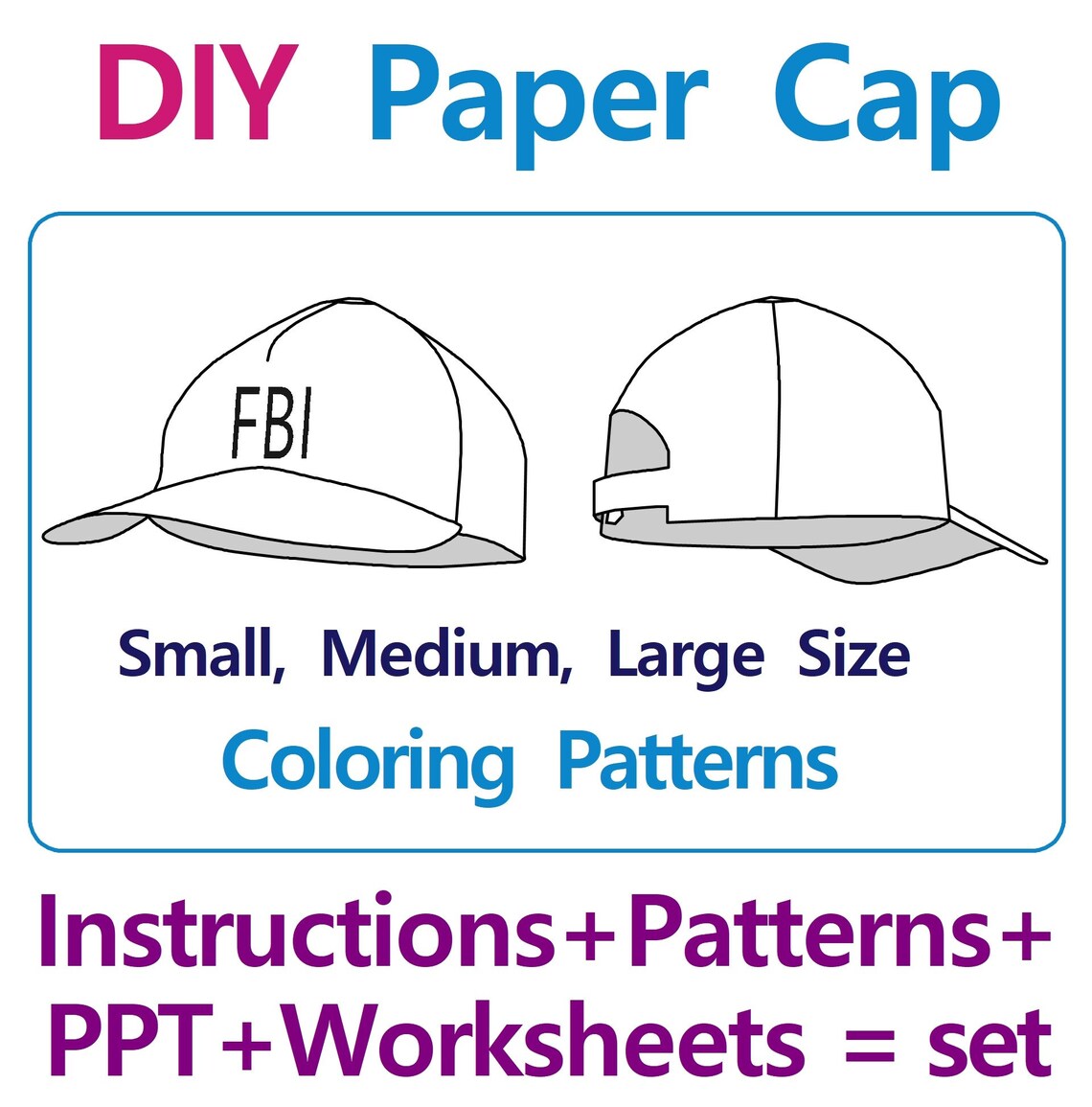 DIY Paper Cap, Paper Hat, Wearable Hat, Coloring Hat, Baseball Cap ...