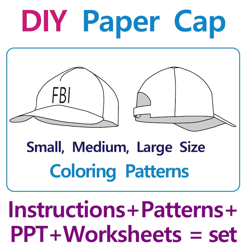 DIY Paper Cap, Paper Hat, Wearable Hat, Coloring Hat, Baseball Cap ...