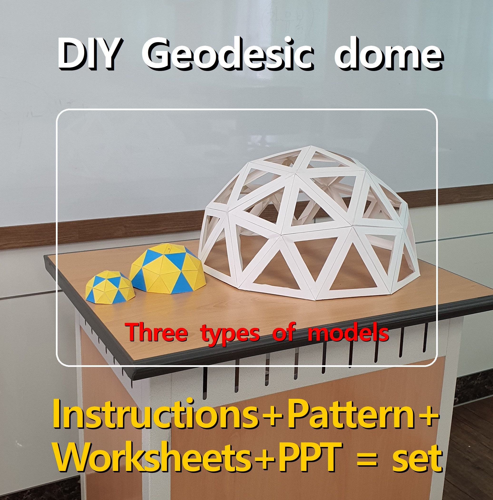 DIY 3D Paper Geodesic Dome Mathematics Activity Dome Model Papercraft Printable Instant