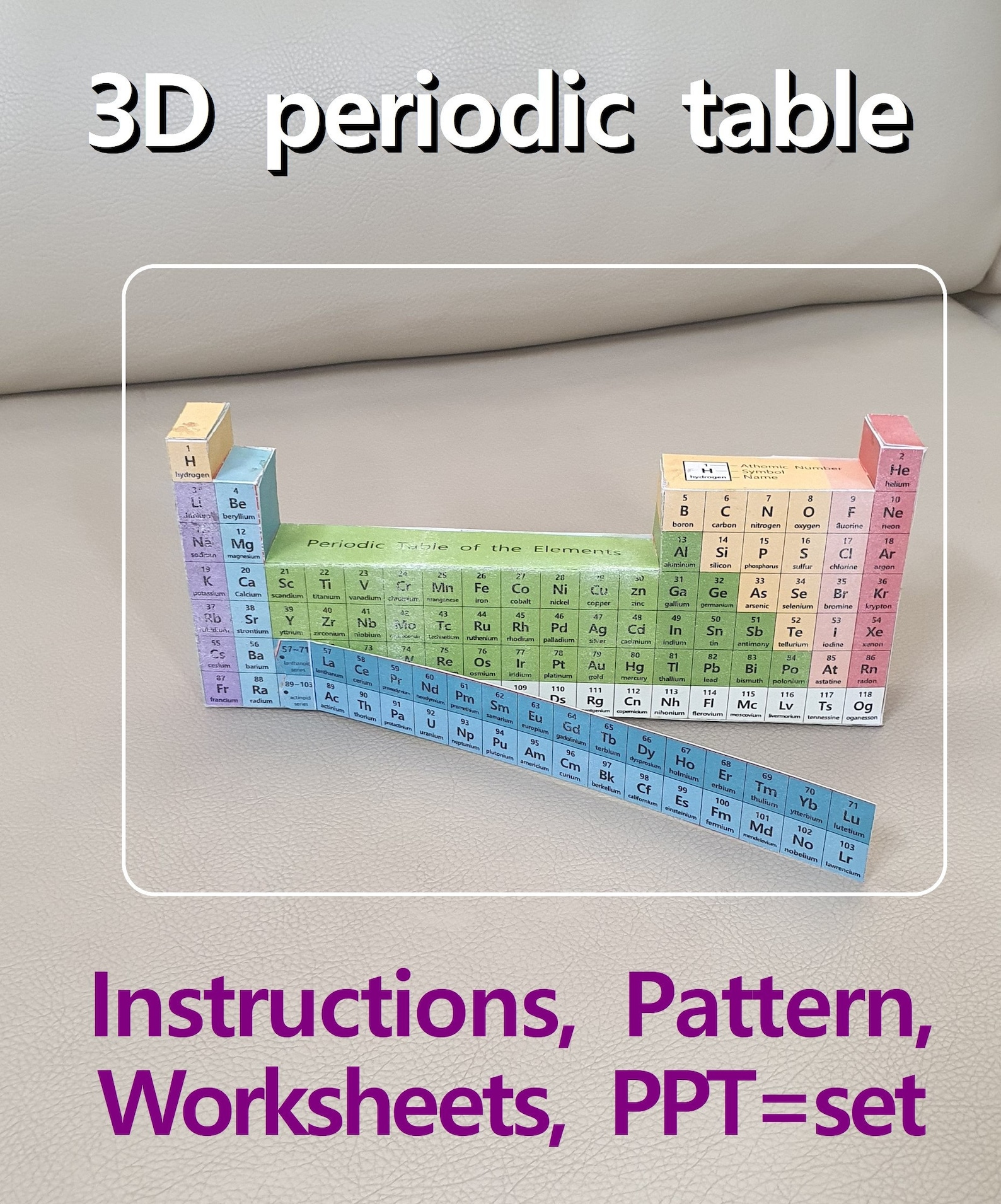 DIY 3D Paper Periodic Table of Elements Model,chemical Activity ...